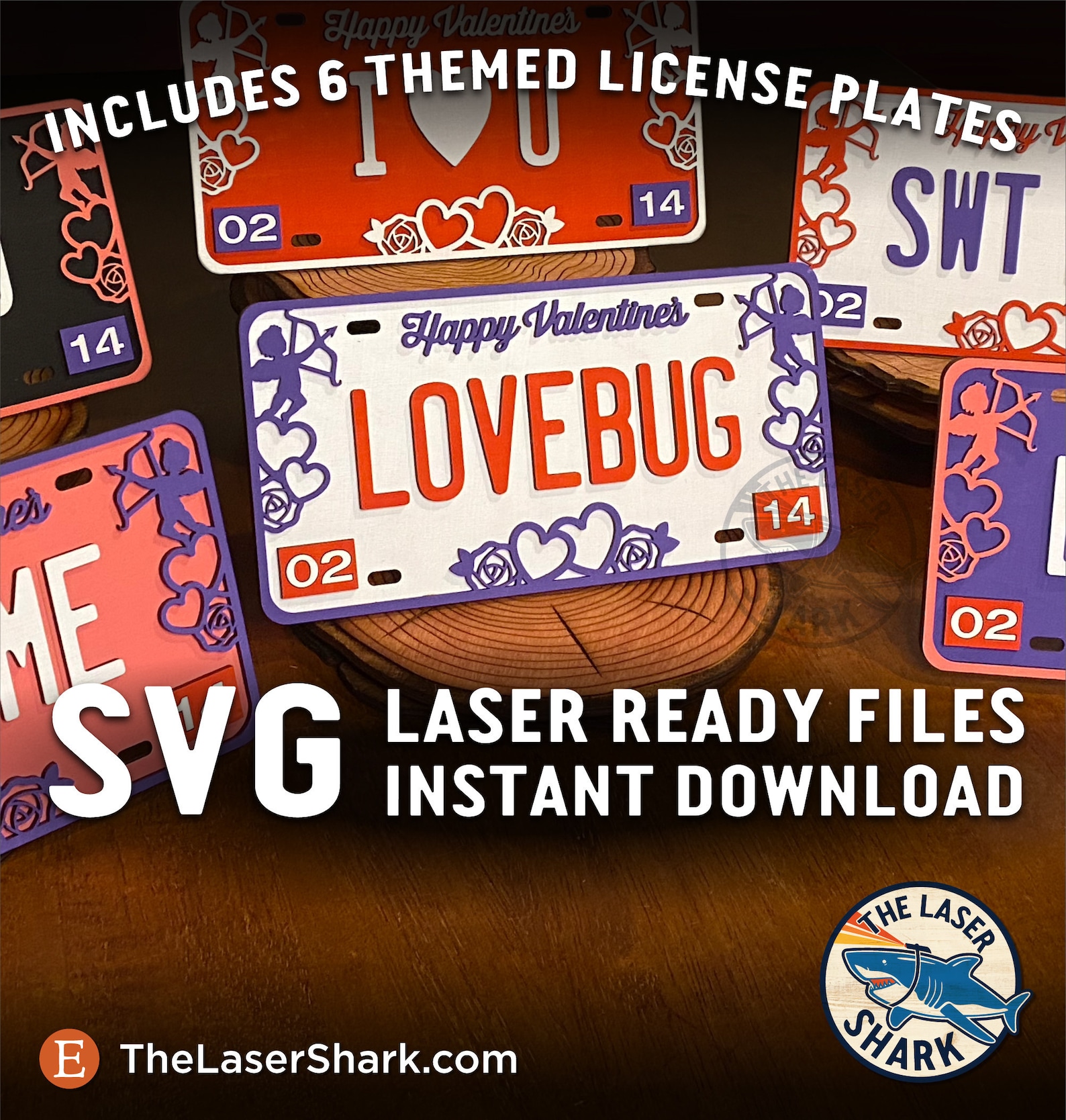 Valentine's Day License Plates SVG Laser Cut Files for Glowforge Laser ...