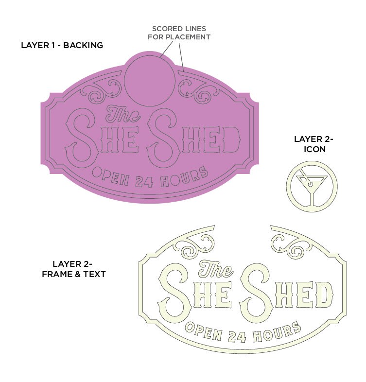 She Shed Sign SVG Laser Cut Files for Glowforge Laser Cutter - Etsy