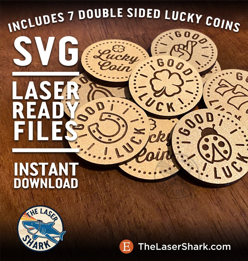 Lucky Coins SVG Laser Cut Files for Glowforge Artwork Vector | Etsy