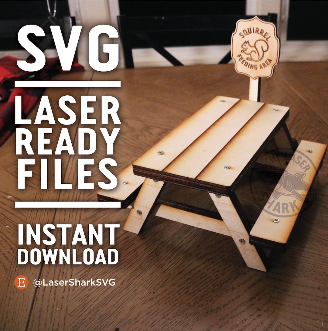 Squirrel Picnic Table SVG Laser Cut Files for Glowforge - Laser Cutter ...