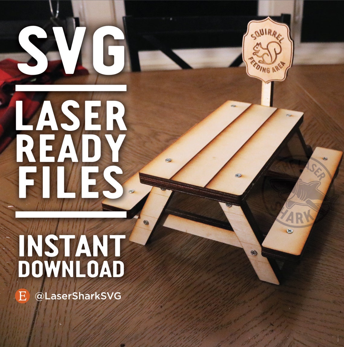 Squirrel Picnic Table SVG Laser Cut Files for Glowforge - Etsy
