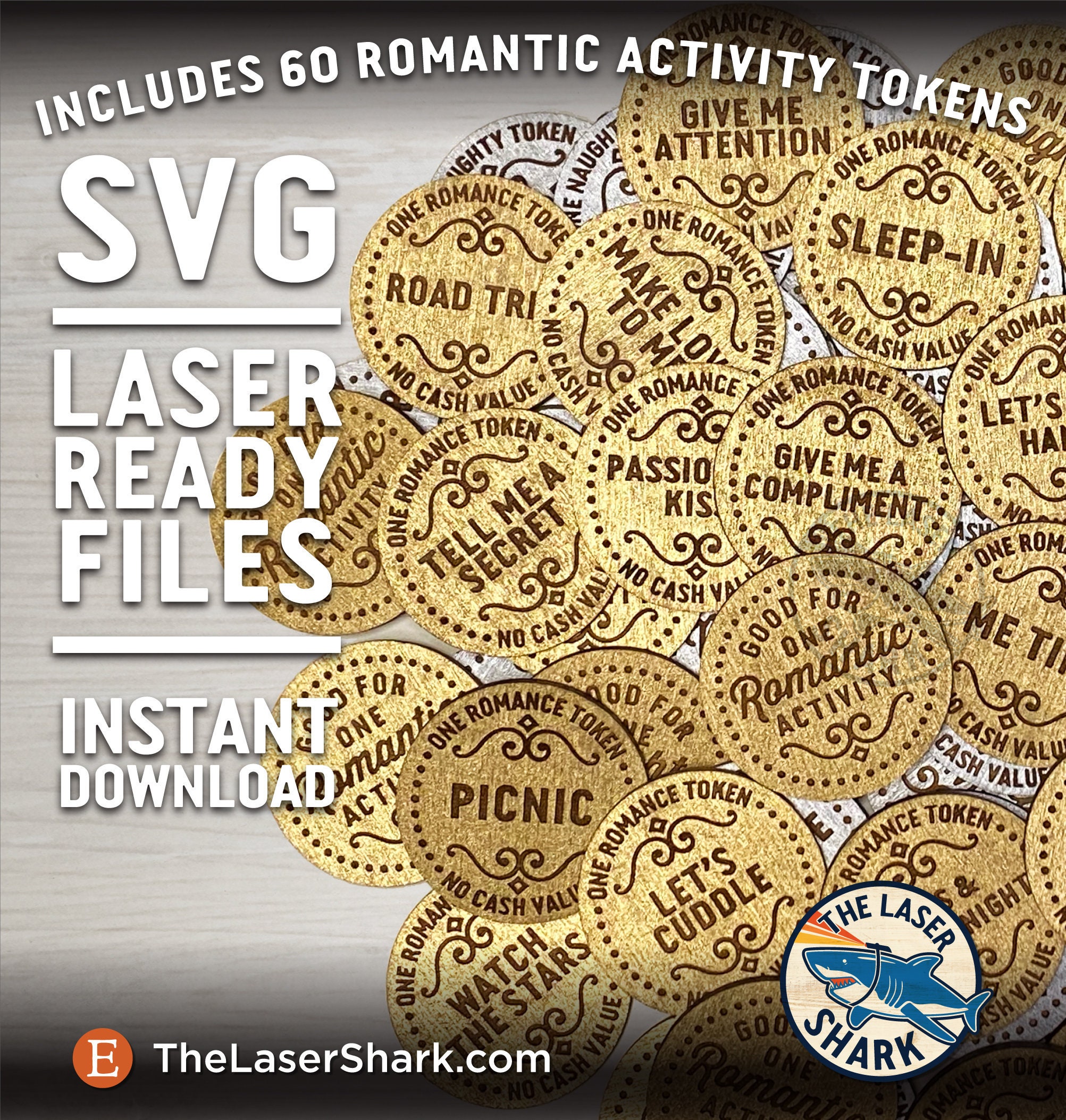 Romantic Activity Tokens SVG Laser Cut Files for Glowforge | Etsy