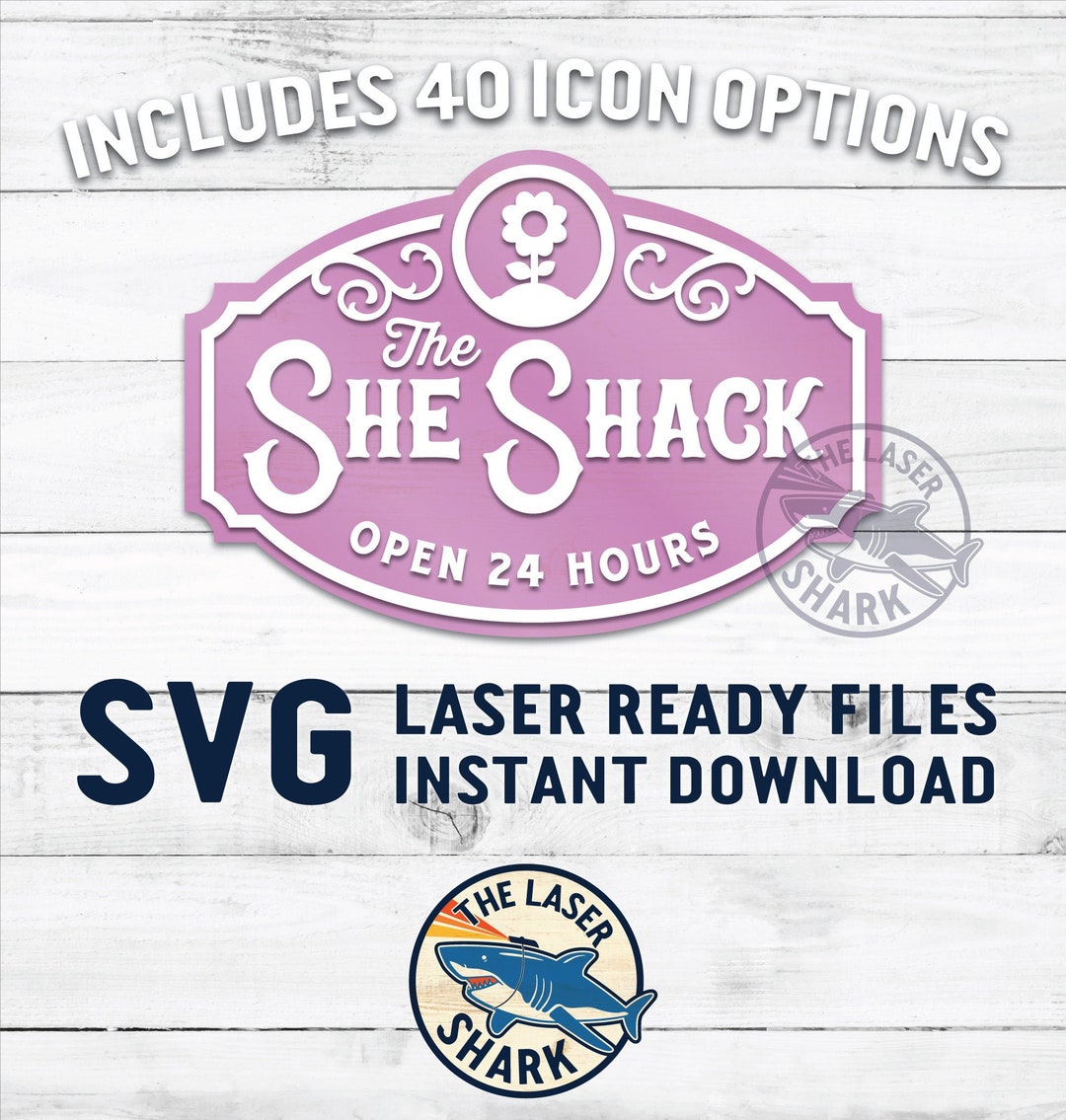 She Shack Sign SVG Laser Cut Files for Glowforge - Laser Cutter Artwork ...
