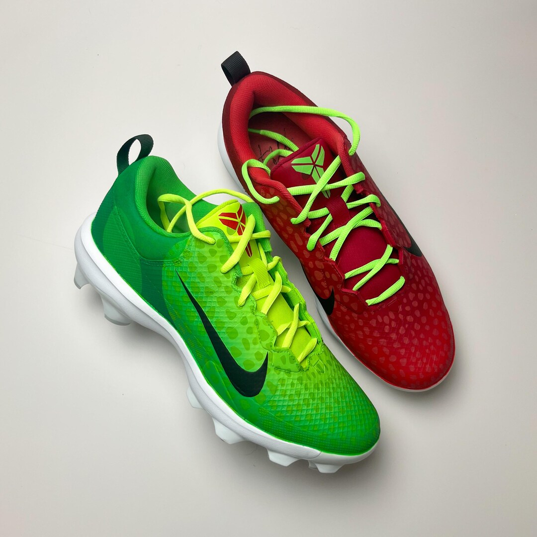 Custom Painted Baseball Cleats “grinch” - Etsy