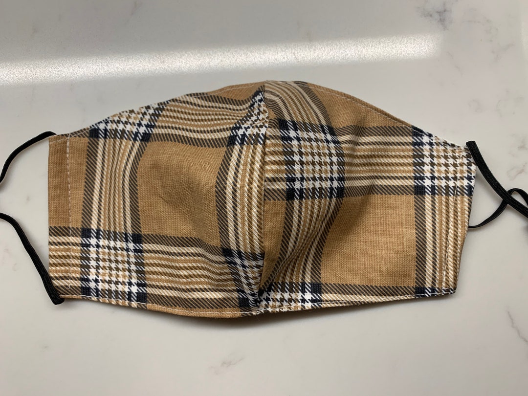 Tan Plaid Face Mask With Filters - Etsy