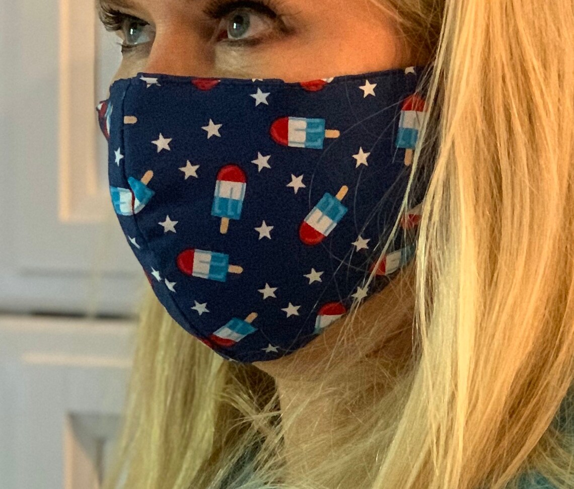 Dots cotton fabric face mask with filters | Etsy