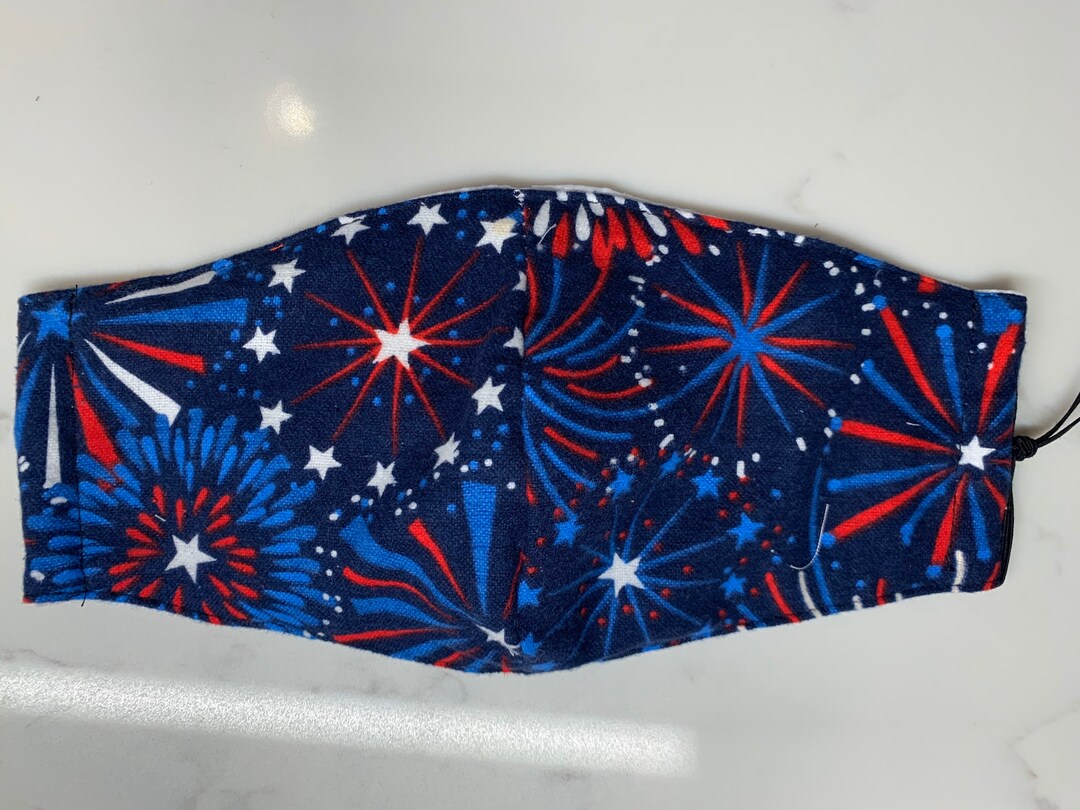Fourth of July Fireworks Fabric Mask With Filters - Etsy