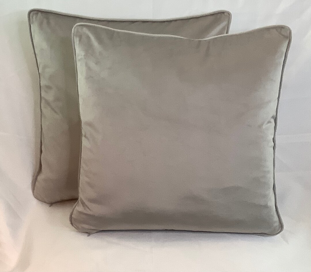 Contemporary Italian Light Gray Velvet Pillows A Pair - Etsy