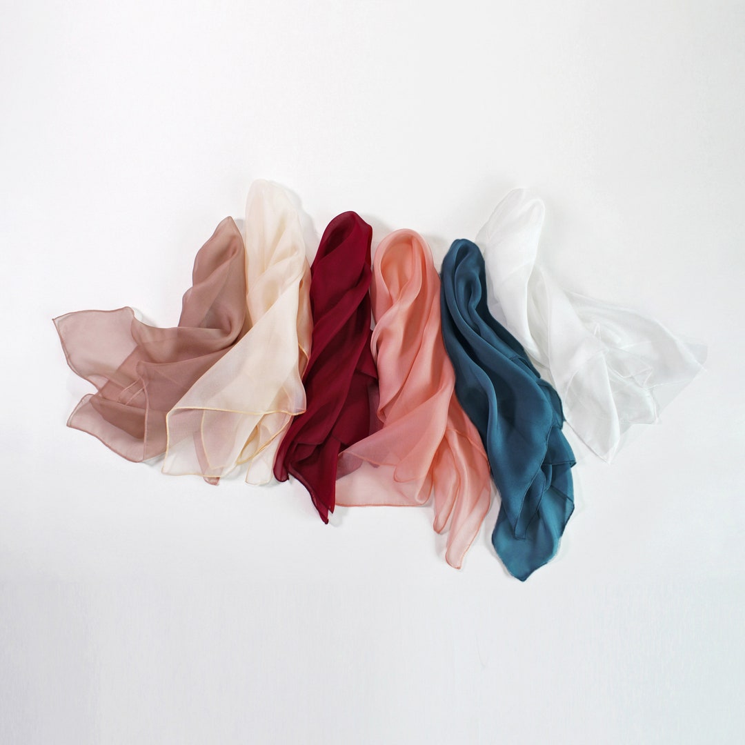 100% Mulberry Silk Bandana/square Scarf, Silk Chiffon/silk Georgette ...