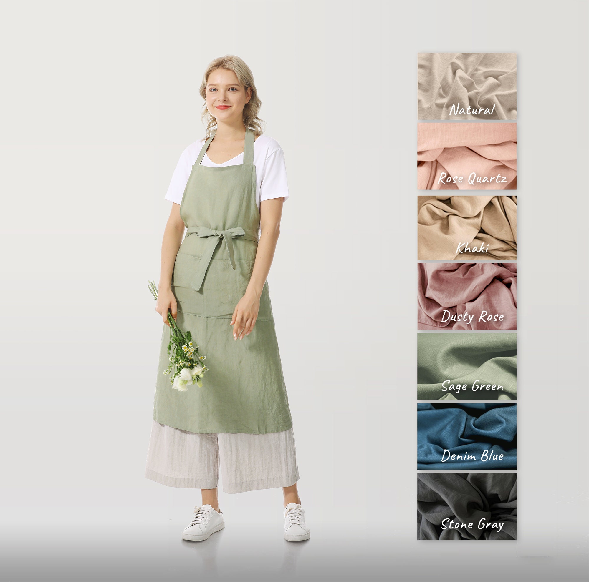 Linen Apron Lightweight Natural Flax Linen Full Apron Plus - Etsy