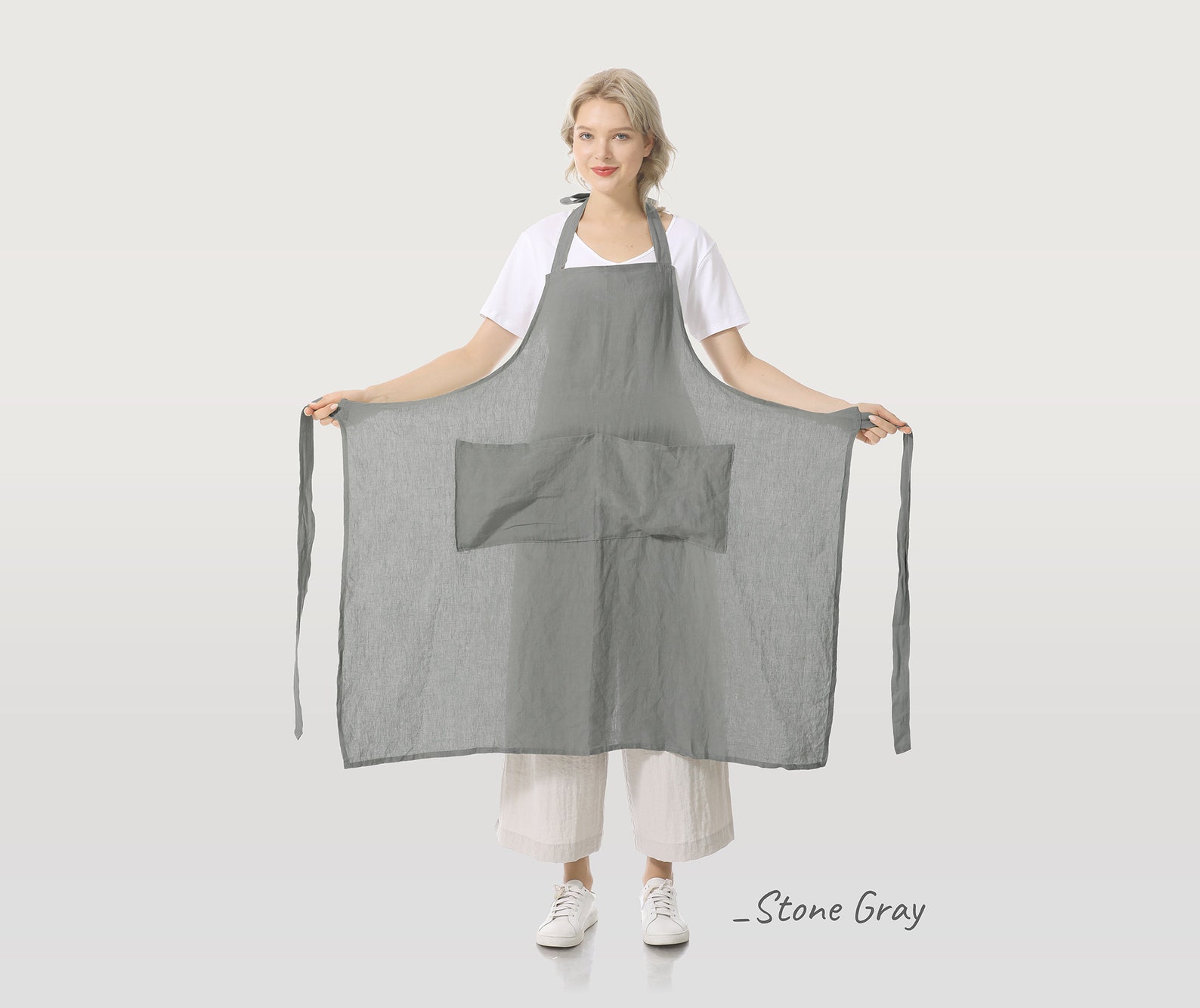 Linen Apron, Lightweight Natural Flax Linen Full Apron, Plus Size ...