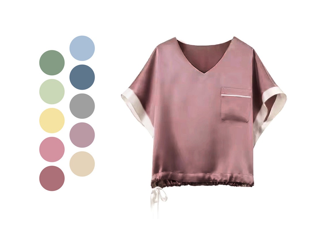 100% Mulberry Silk Tee, Available in All Size, Made-to-order, Silk Top ...