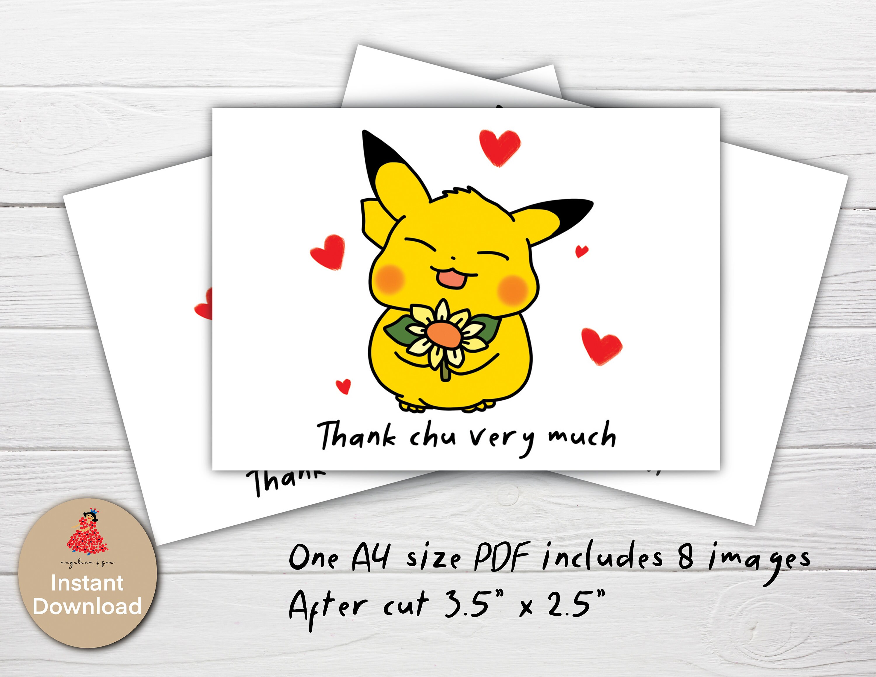 Pokemon Pikachu Thank Chu Very Much Thank You Notes,small Online ...