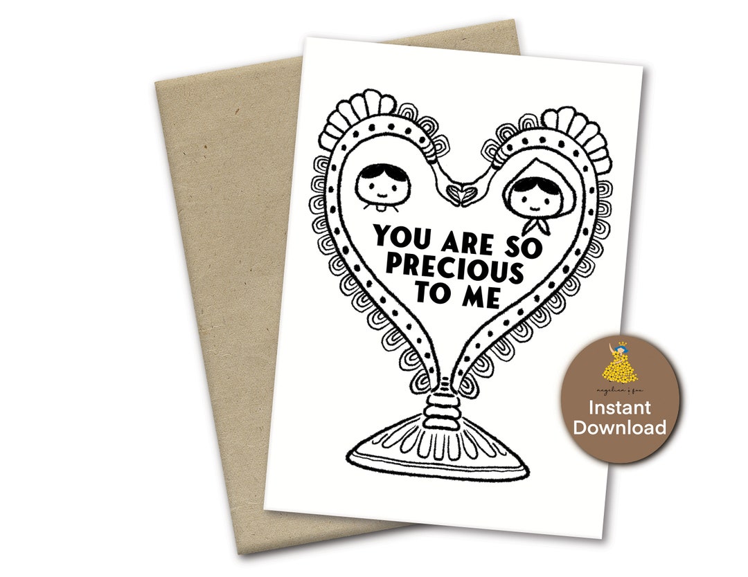 You Are so Precious to Me, Printable Valentine's Card, Thank You Card ...