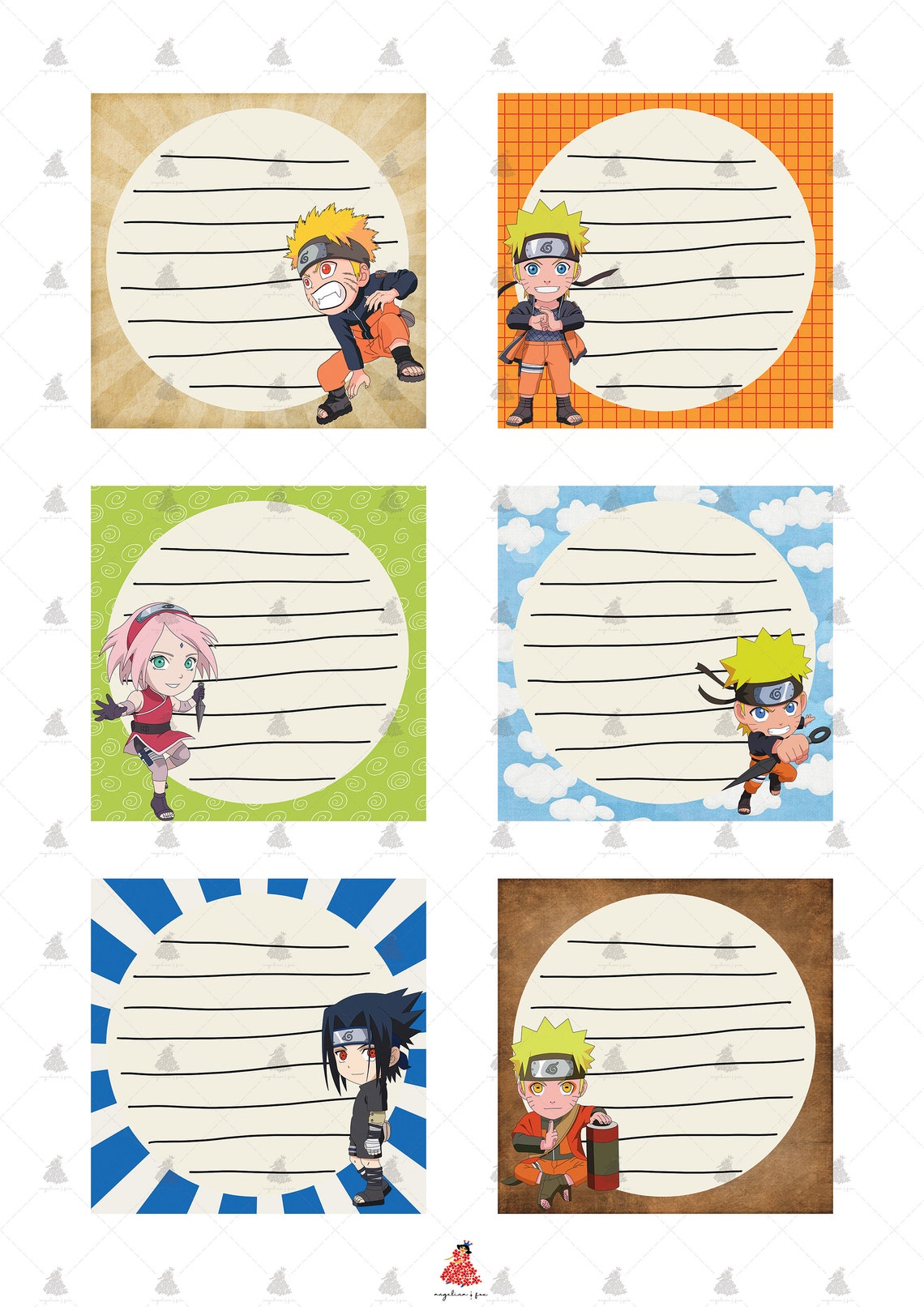 Naruto memo pad Japanese anime Naruto memo sheet printable | Etsy