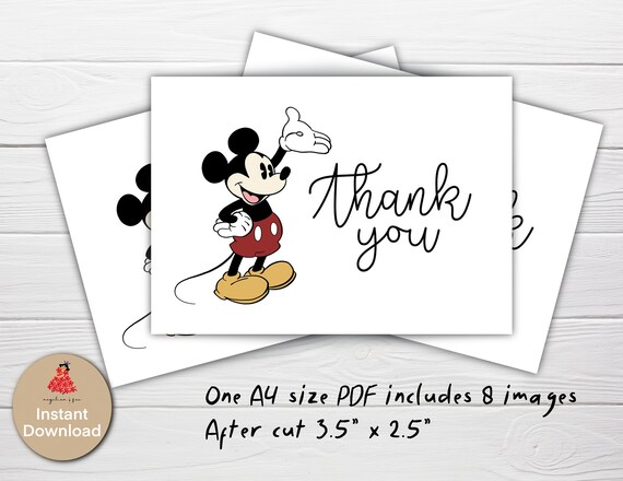 Mickey Mouse Thank You Note Cards Mickeythank You - Etsy