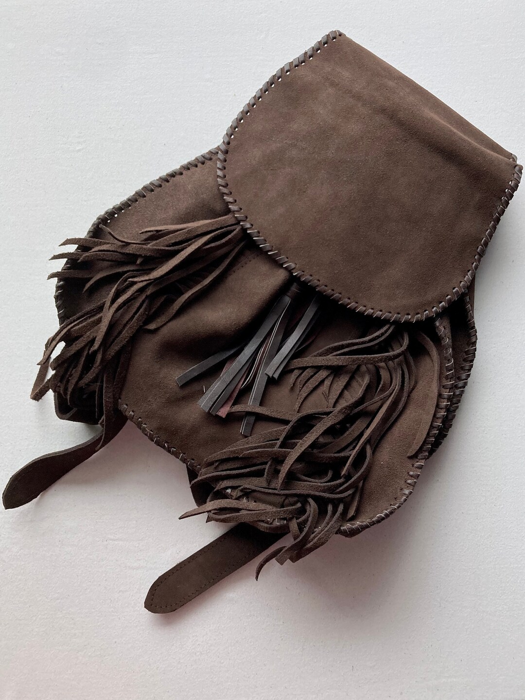 Brown Suede Fringe Leather Backpack Mini Shoulder Purse - Etsy