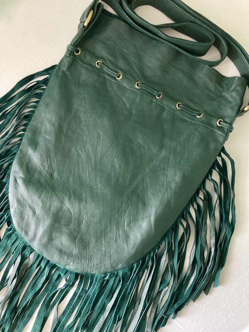 Large Green Leather Boho Gypsy Hippie Western Southwest Festival Bone ...