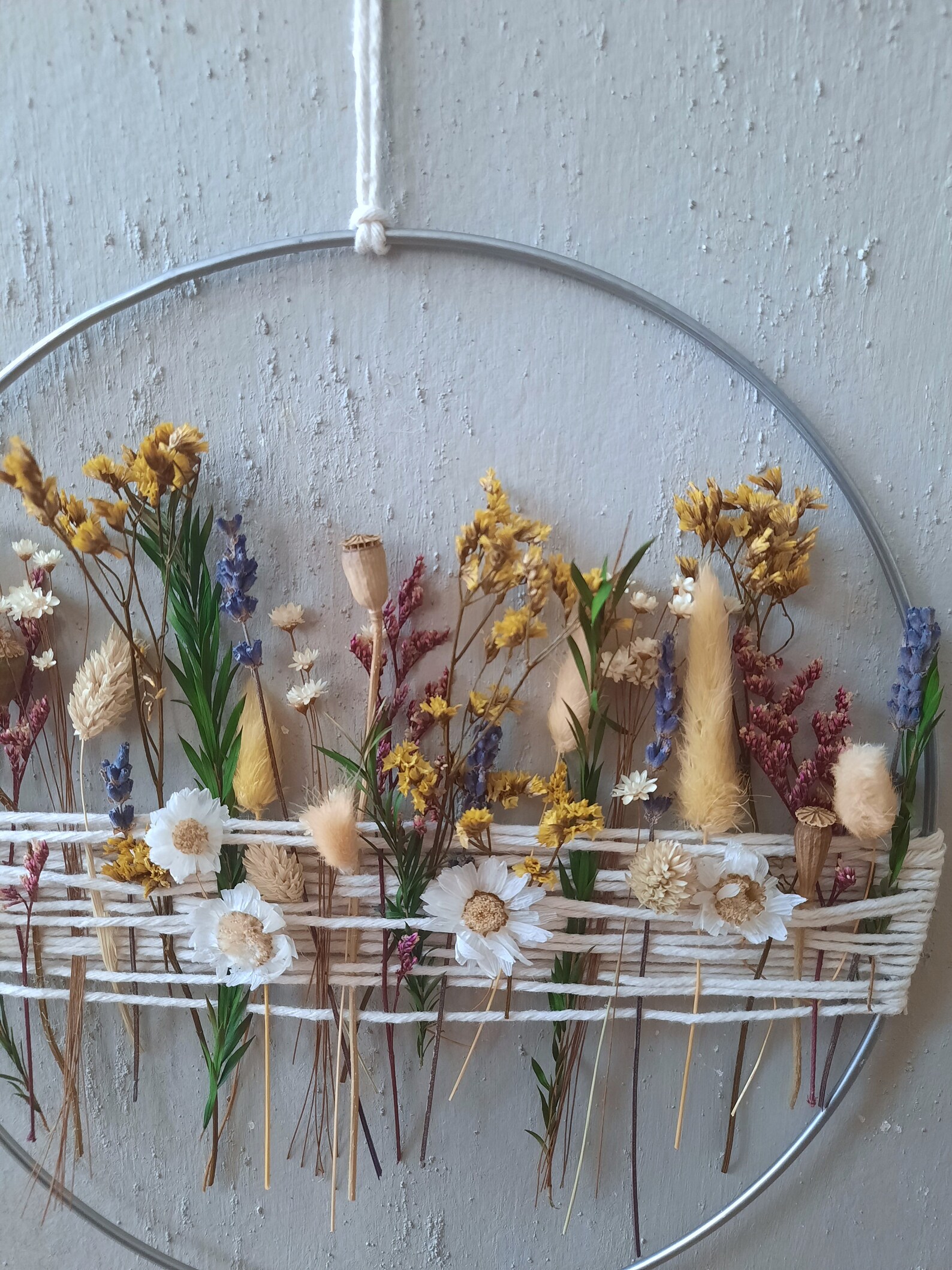 Boho Floral Hoop With Dried Flowers.rustic Wall Hanging Decor,floral ...