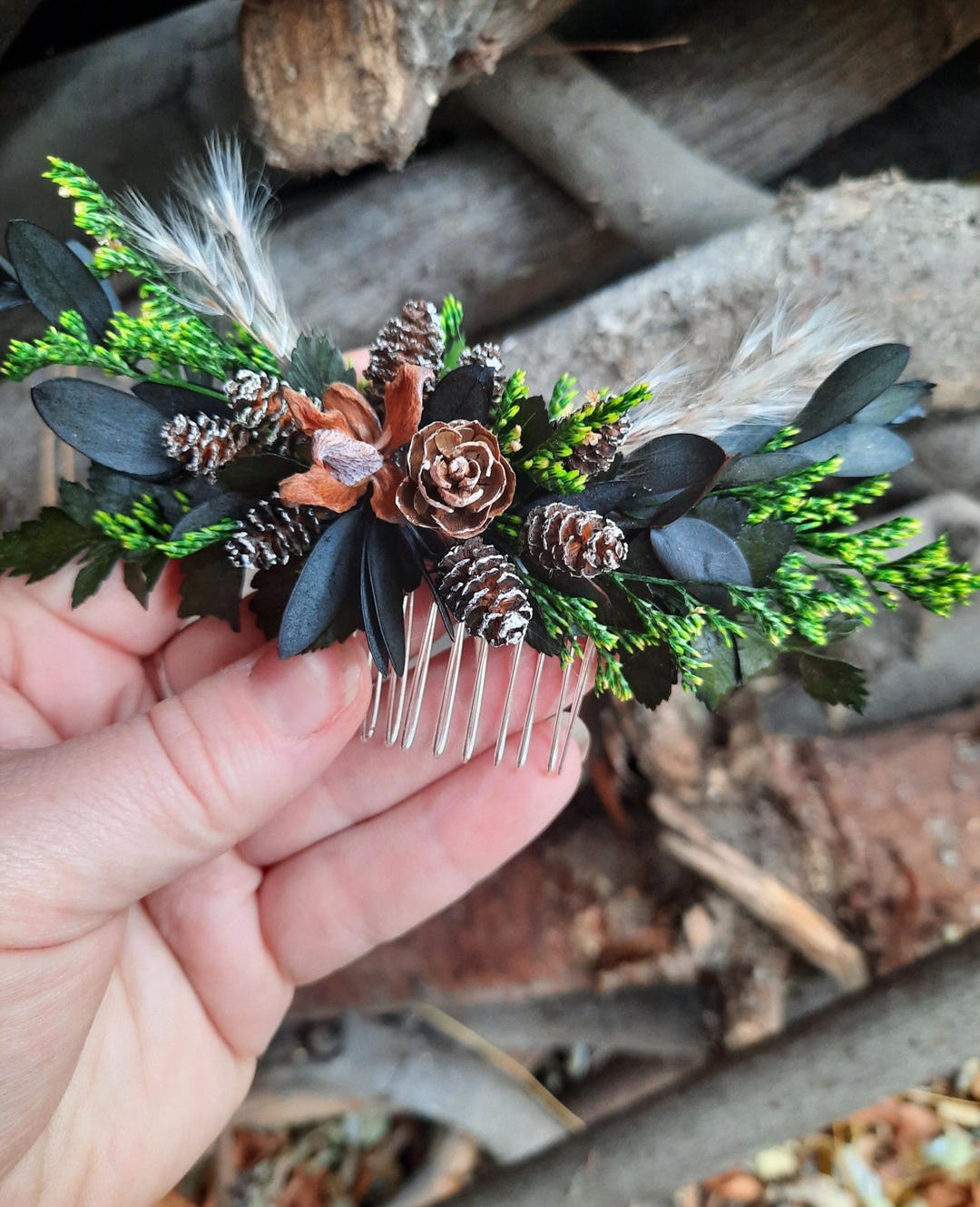 Woodland Wedding Hair Comb, Bridal Hair Comb,pine Cones Hair Comb ...