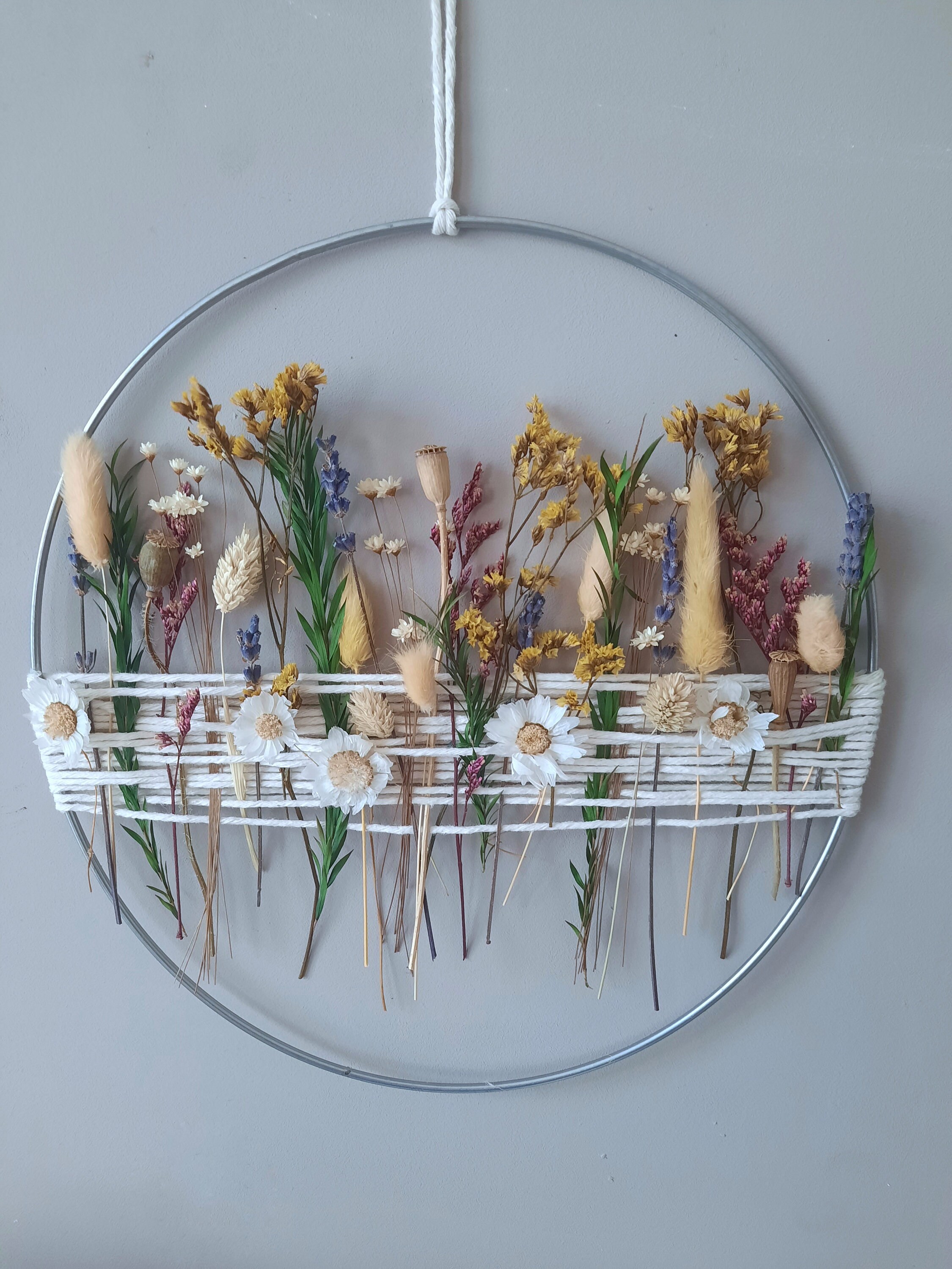 Boho Floral Hoop With Dried Flowers.rustic Wall Hanging Decor,floral ...