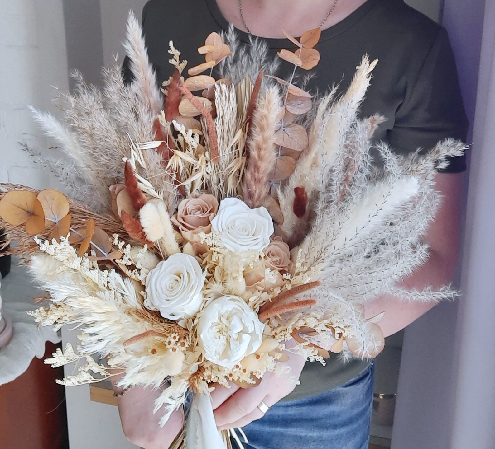 Wedding Bouquet Beige and White,bridal Bouquet. Boho Bouguet,boho ...