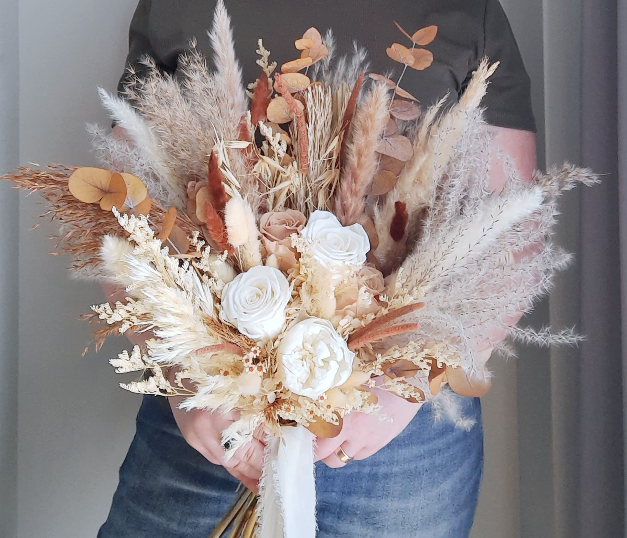 Wedding Bouquet Beige and White,bridal Bouquet. Boho Bouguet,boho ...