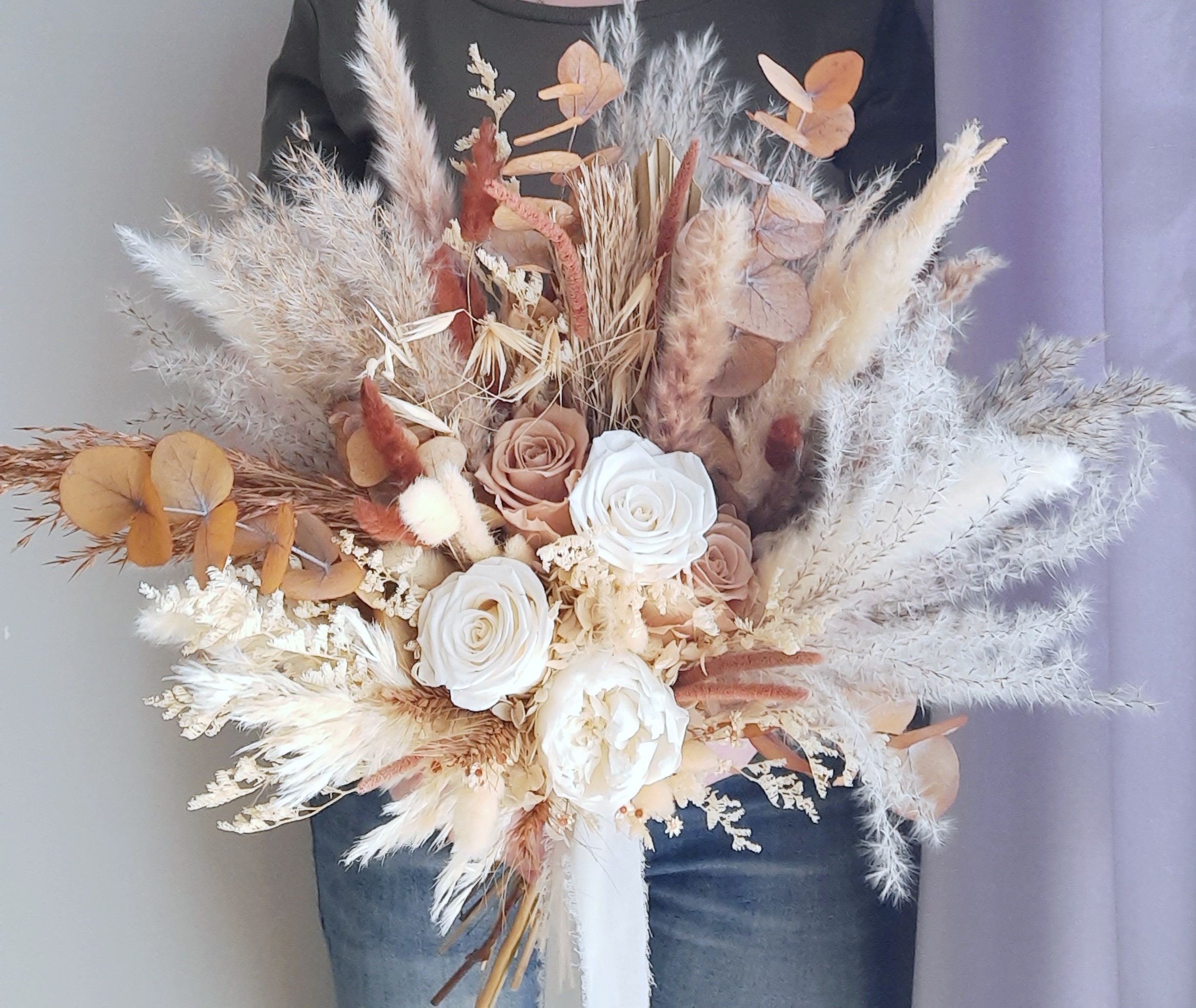 Wedding Bouquet Beige and White,bridal Bouquet. Boho Bouguet,boho ...