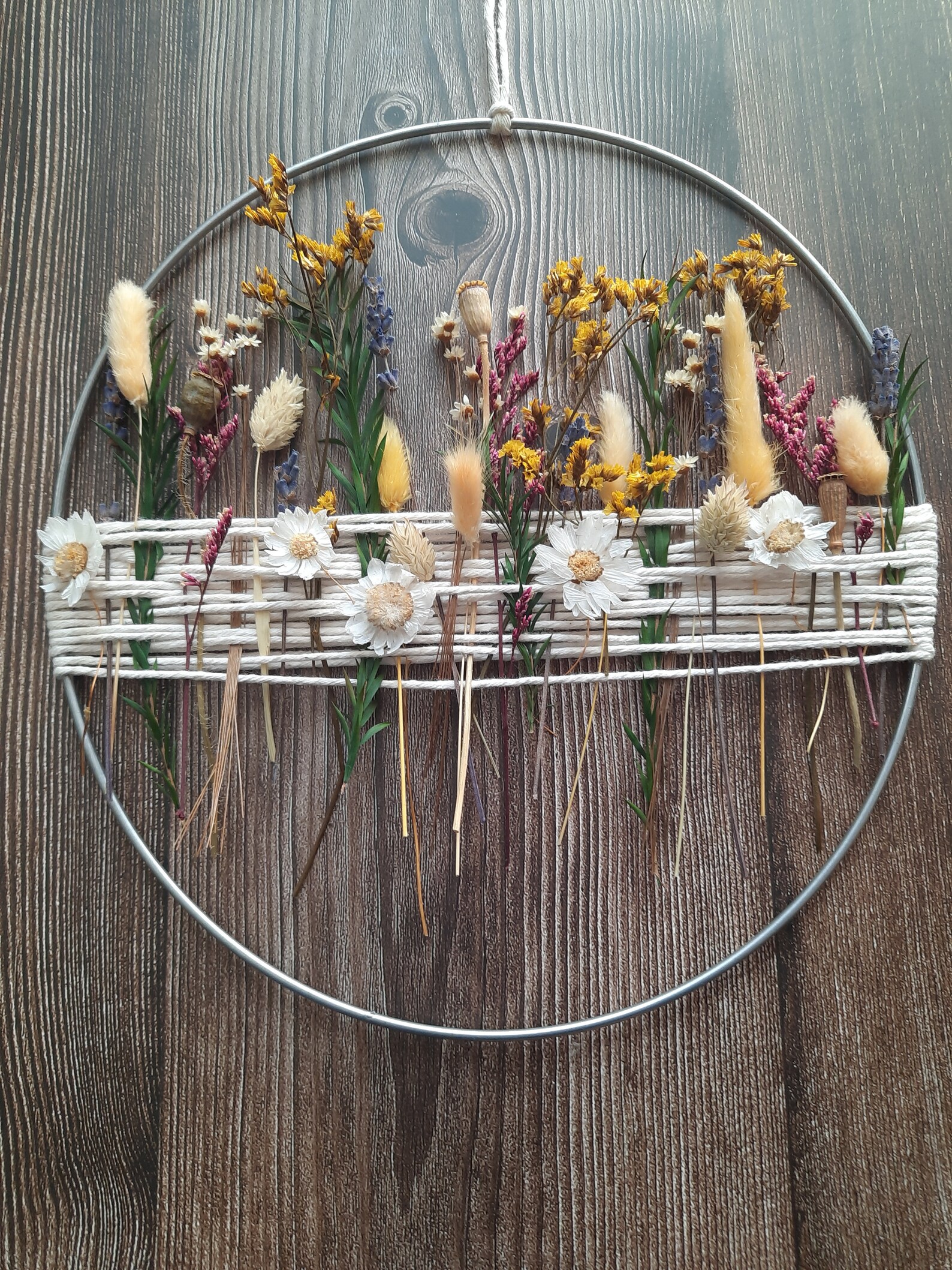 Boho Floral Hoop With Dried Flowers.rustic Wall Hanging Decor,floral ...