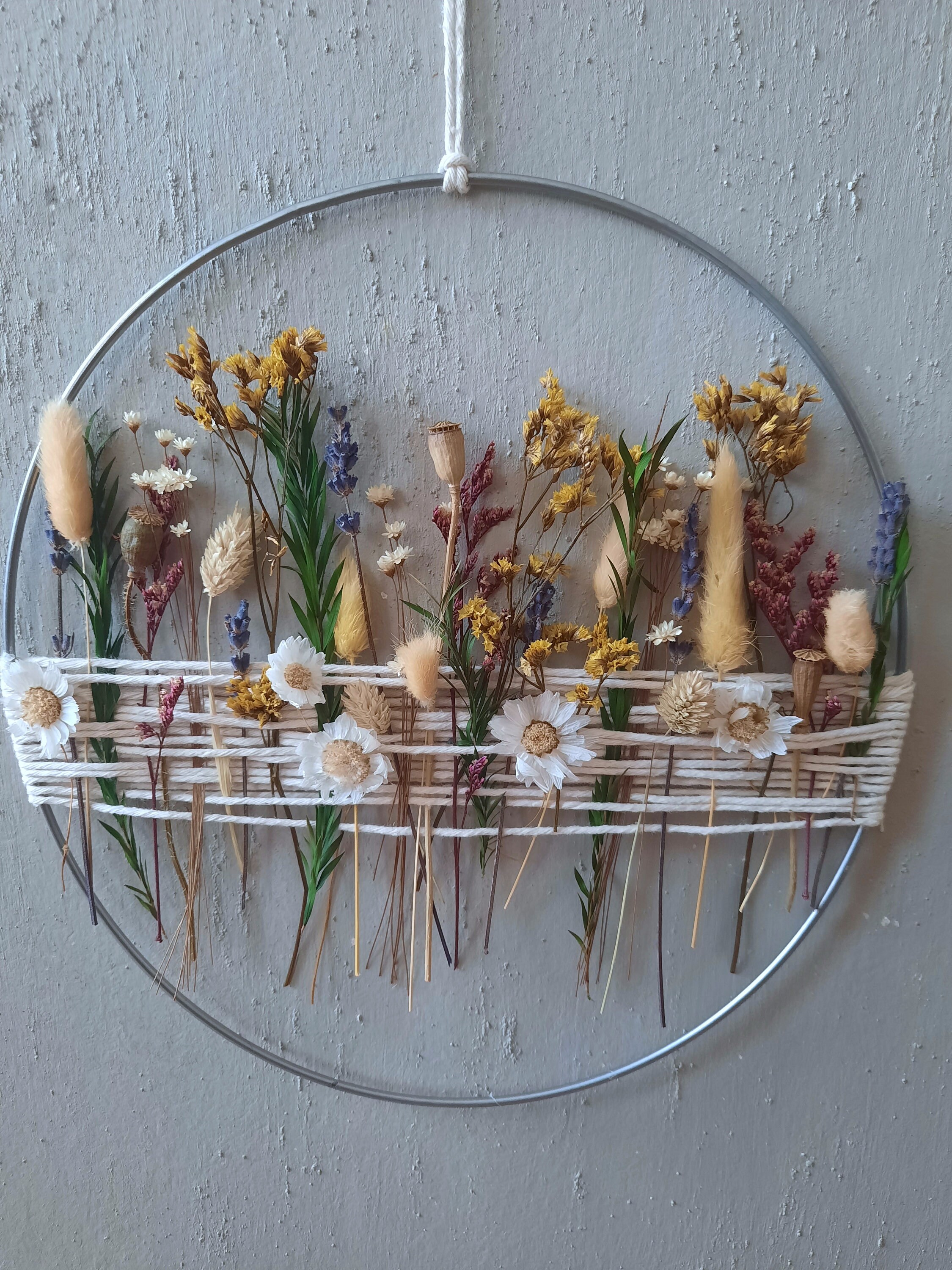 Boho Floral Hoop With Dried Flowers.rustic Wall Hanging Decor,floral ...