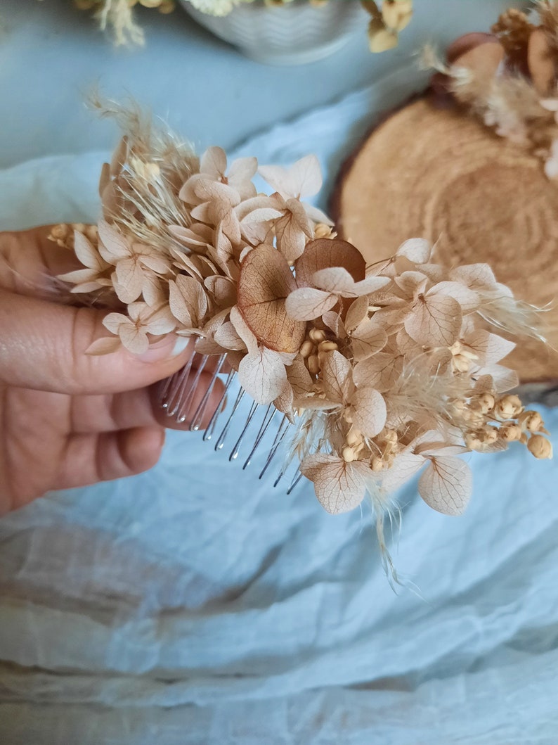 Beige Preserved Hydrangea Hair Comb.bridal Hair Piece,wedding Hair Comb ...