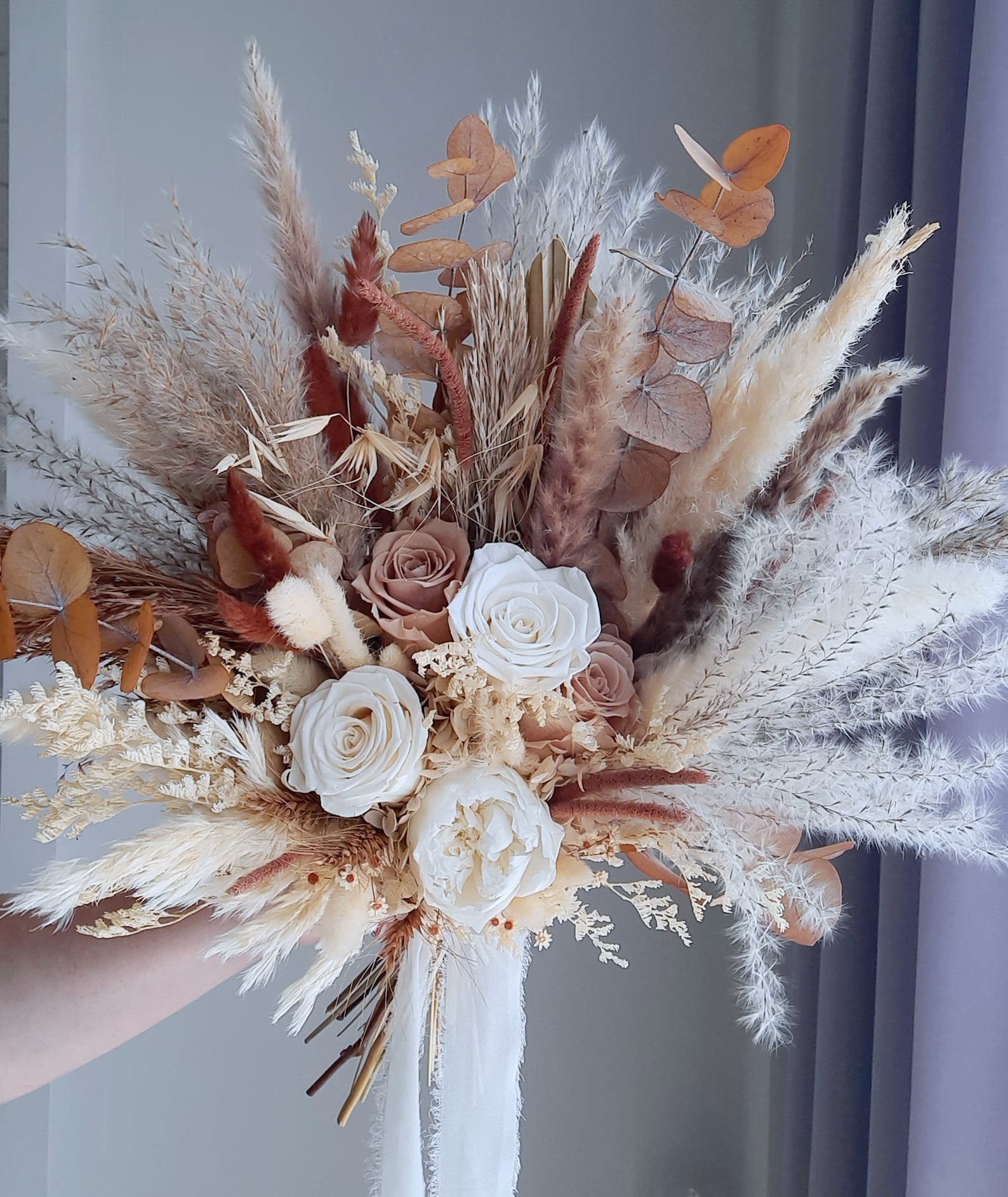 Wedding Bouquet Beige and White,bridal Bouquet. Boho Bouguet,boho ...