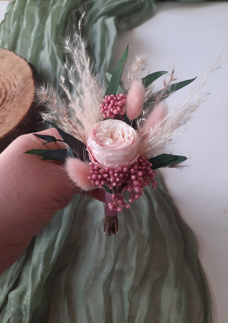 Wedding Boutonniere Light Pink ,rose Boutonniere.boutonniere for Men ...