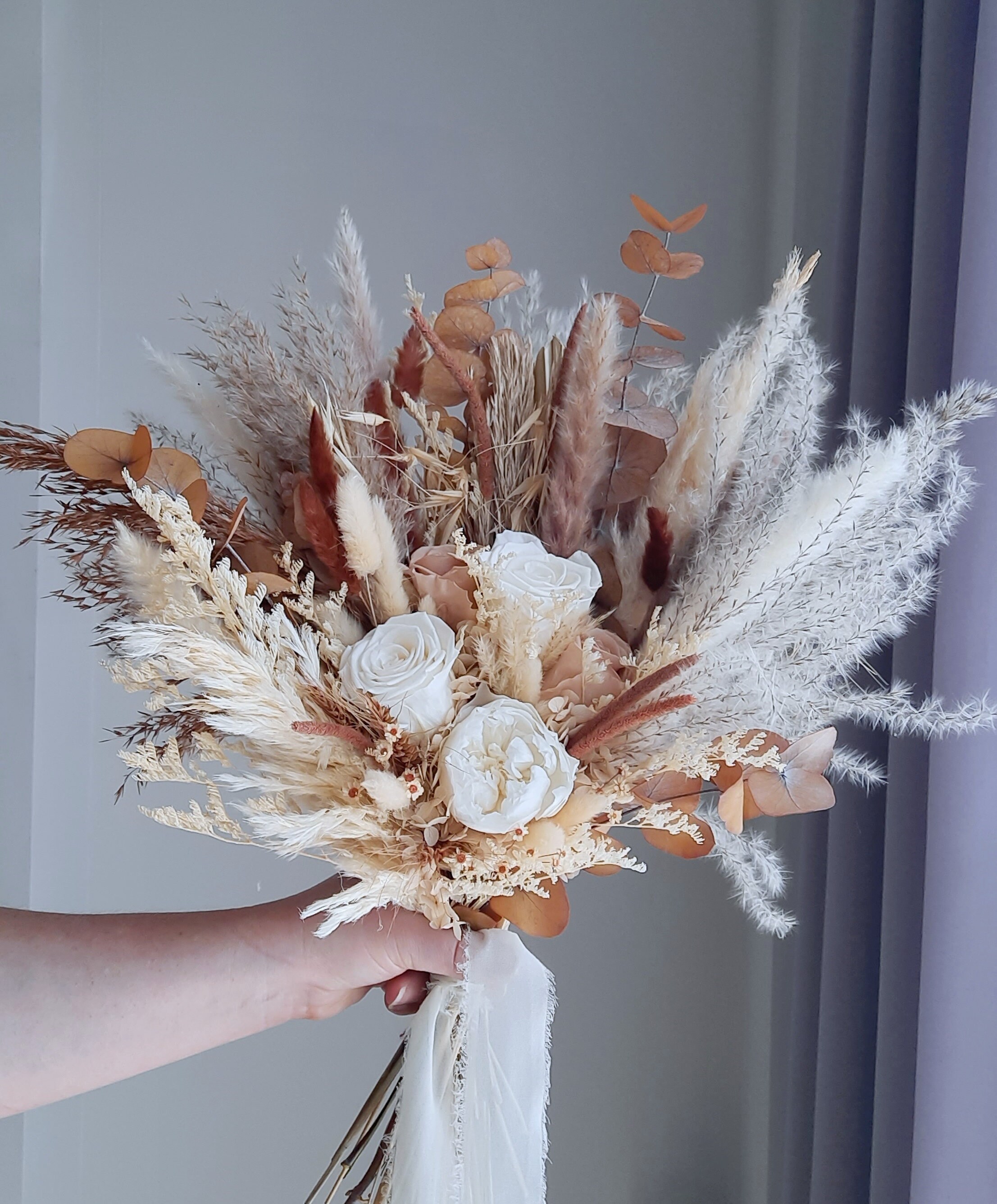 Wedding Bouquet Beige and White,bridal Bouquet. Boho Bouguet,boho ...