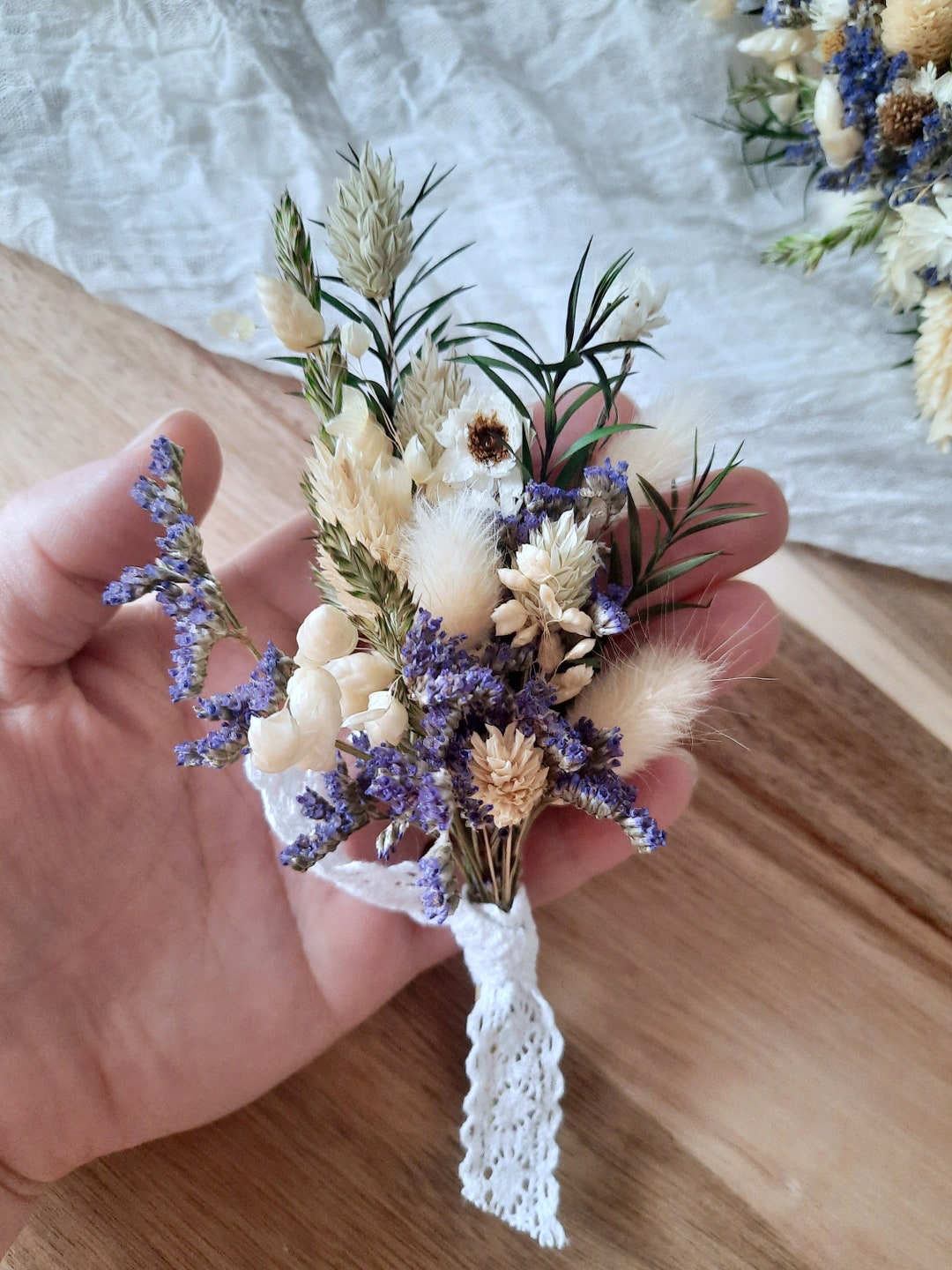 Small Wedding Boutonniere in Green and Blue Style. Mens Boutonniere for ...
