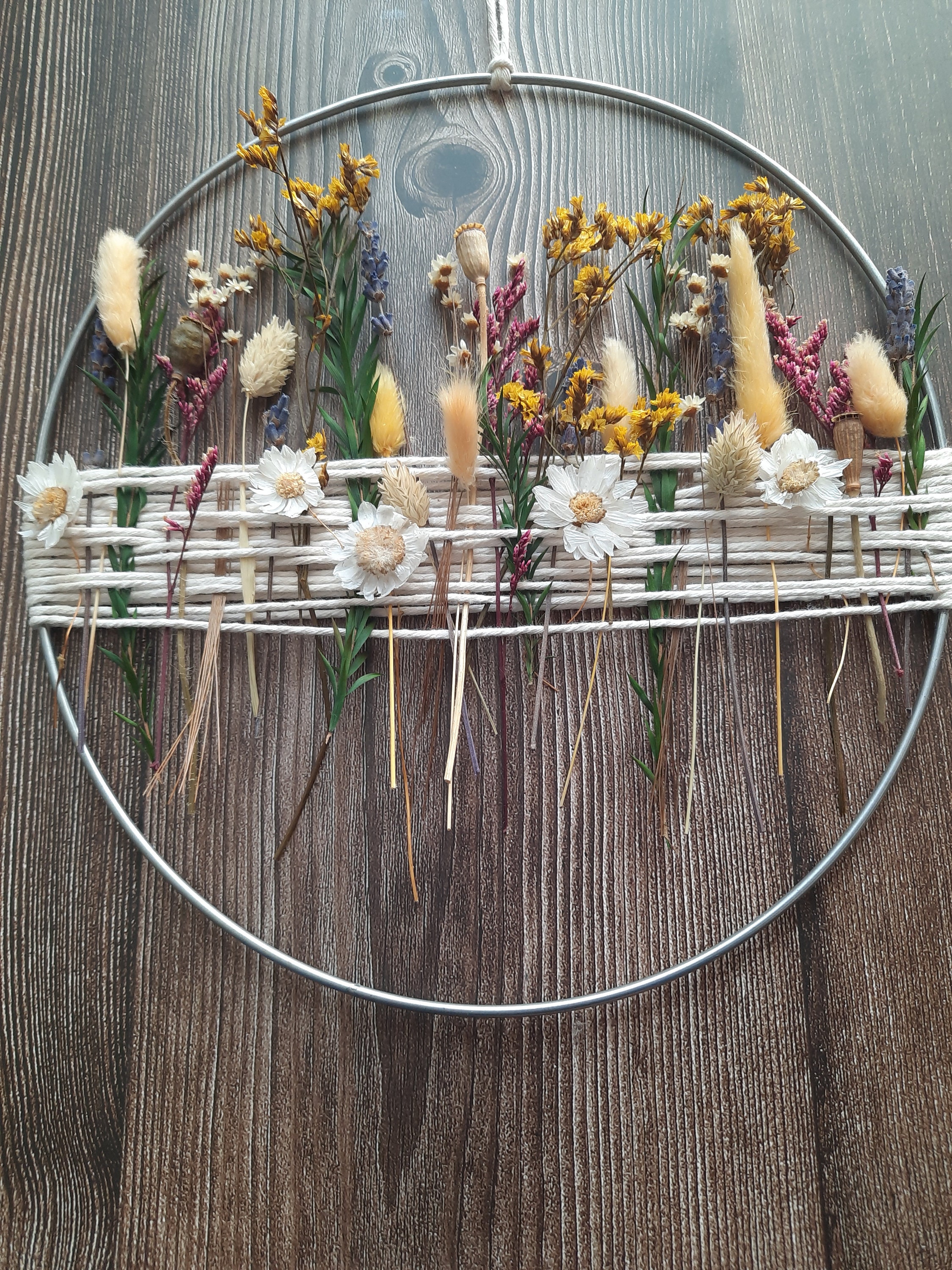 Boho Floral Hoop With Dried Flowers.rustic Wall Hanging Decor,floral ...