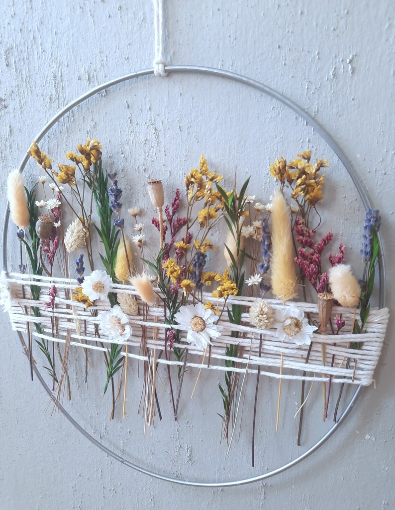 Boho Floral Hoop With Dried Flowers.rustic Wall Hanging Decor,floral ...