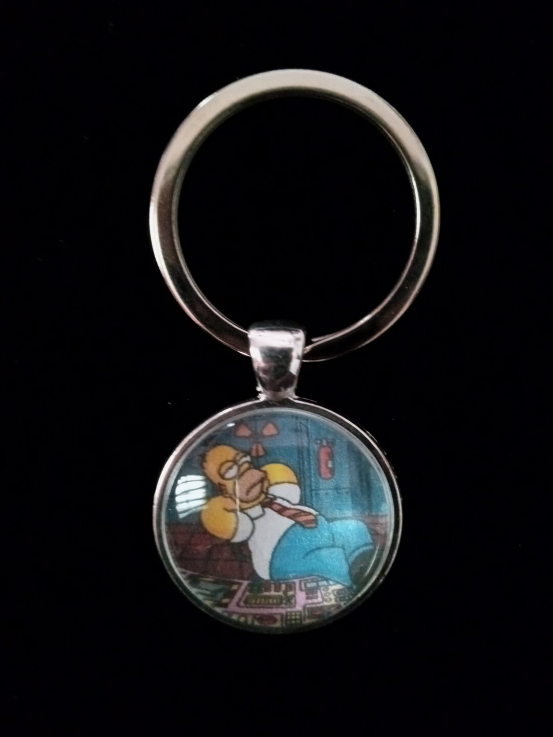 1 Inch Homer Simpson Cartoon Glass Cabochon Pendant Keychain; the ...