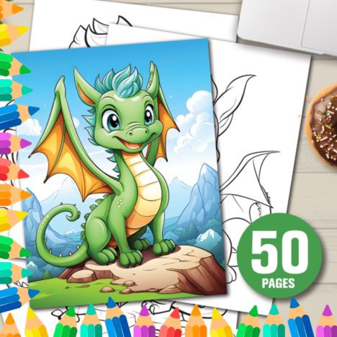 50 Printable Dragon Coloring Book for Kids | Fun & Magical Dragon ...
