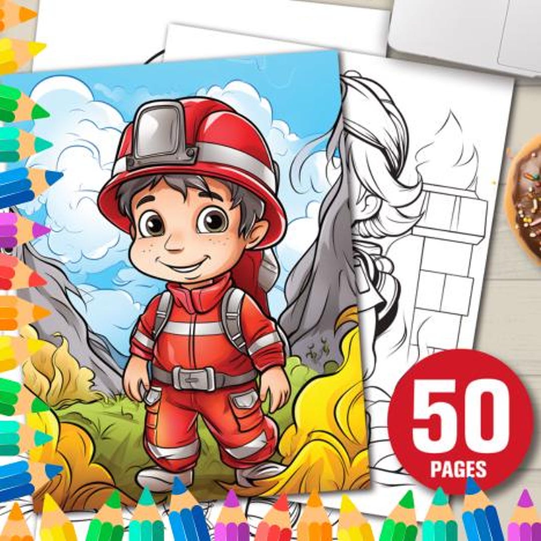 50 Printable Firefighter Coloring Book for Kids Fun & Brave ...