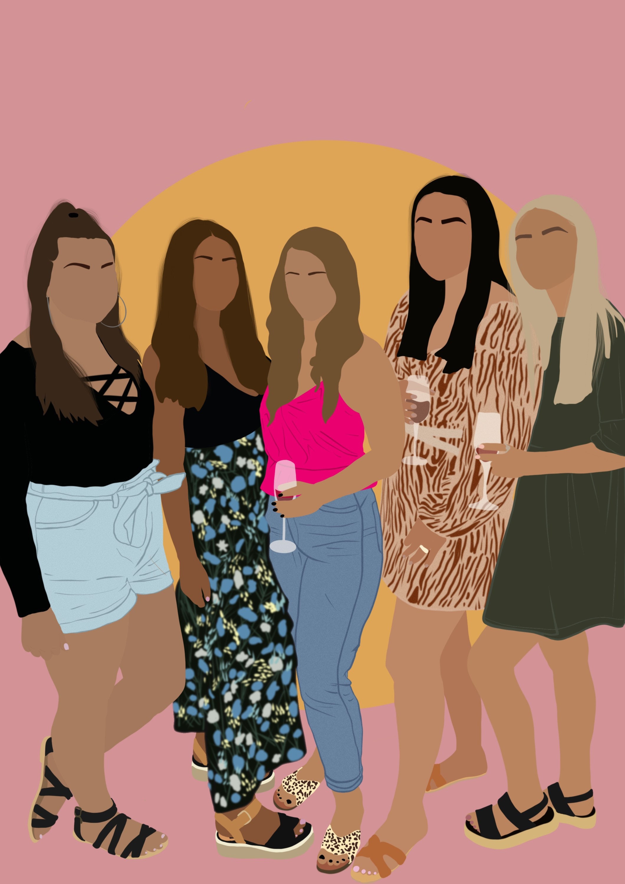 Custom Group Portrait Illustration Photo Illustration - Etsy