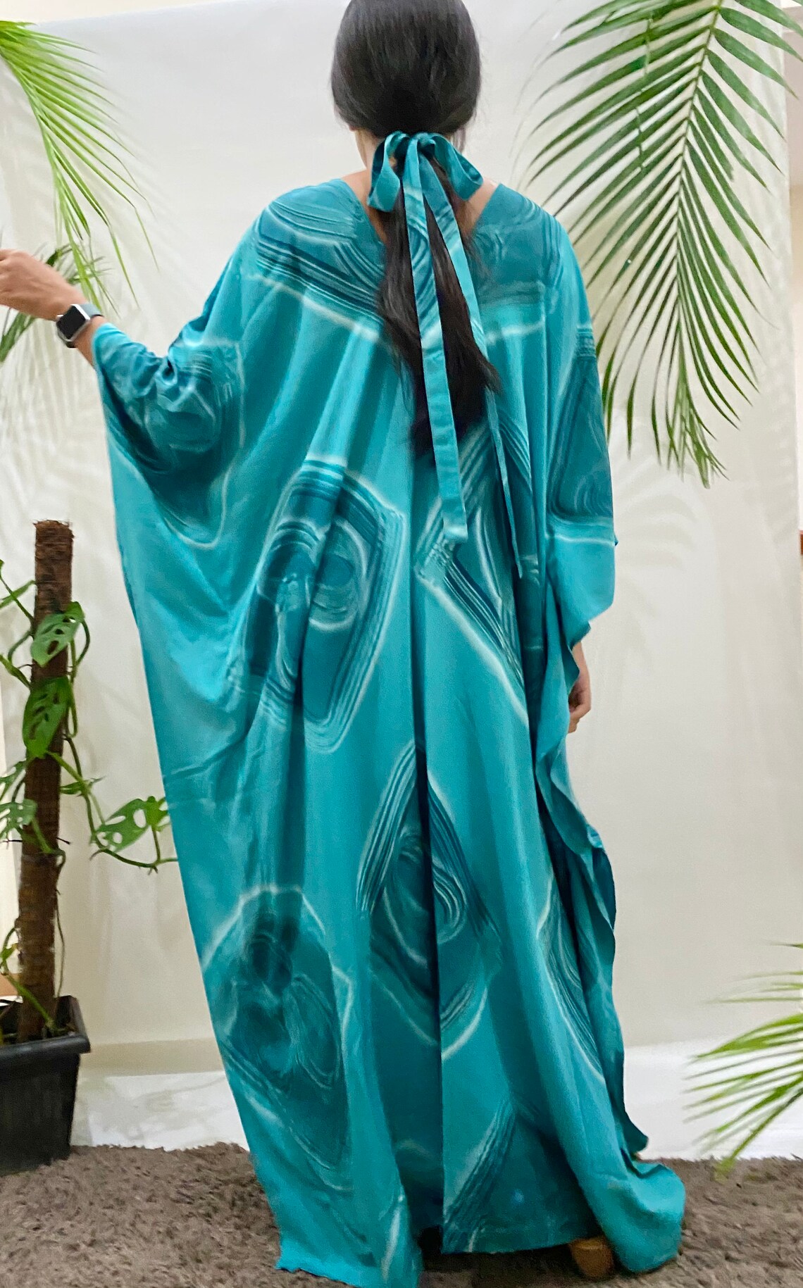 Turquoise Teal Long Kaftan Loose Fit Evening Dress Casual | Etsy