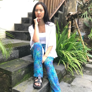 Ladies Batik Long Pant Turquoise Mandala, Batik Rayon Yoga Pants ...