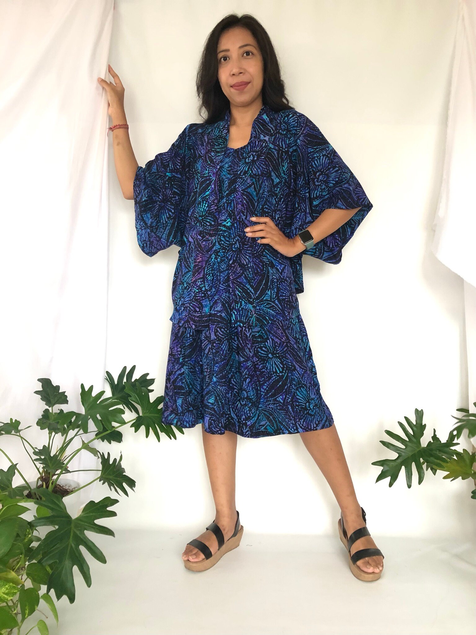 Blue Black Batik Rayon Jacket Women Kimono Cardigan Bali - Etsy