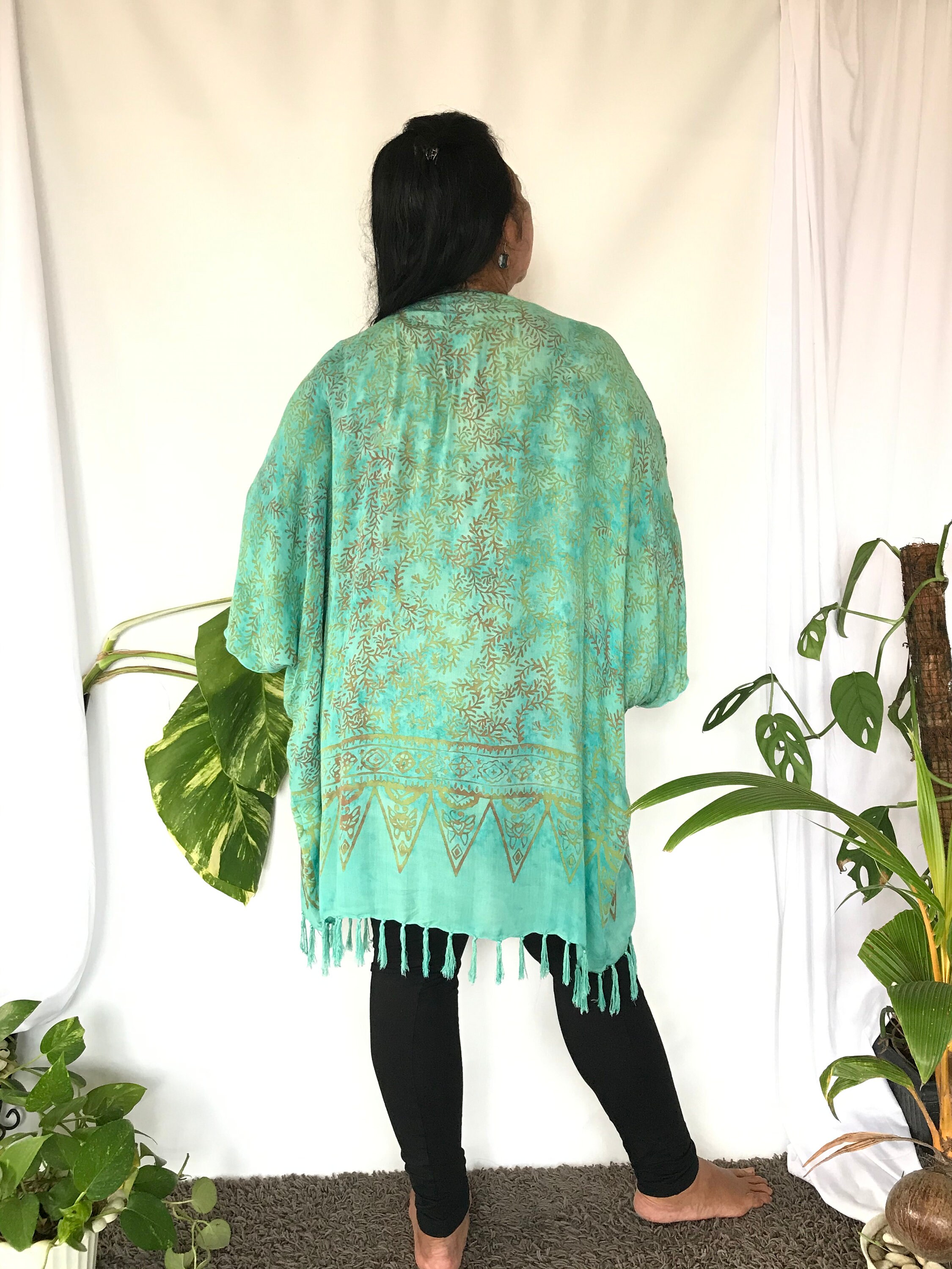Fringe Outer Jacket Rayon Batik Cardigan Bali Batik Casual - Etsy UK