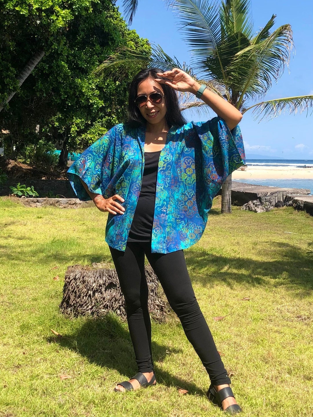 Outer Jacket in 100% Rayon Batik - Cardigan Bali Batik - Casual Blazer ...