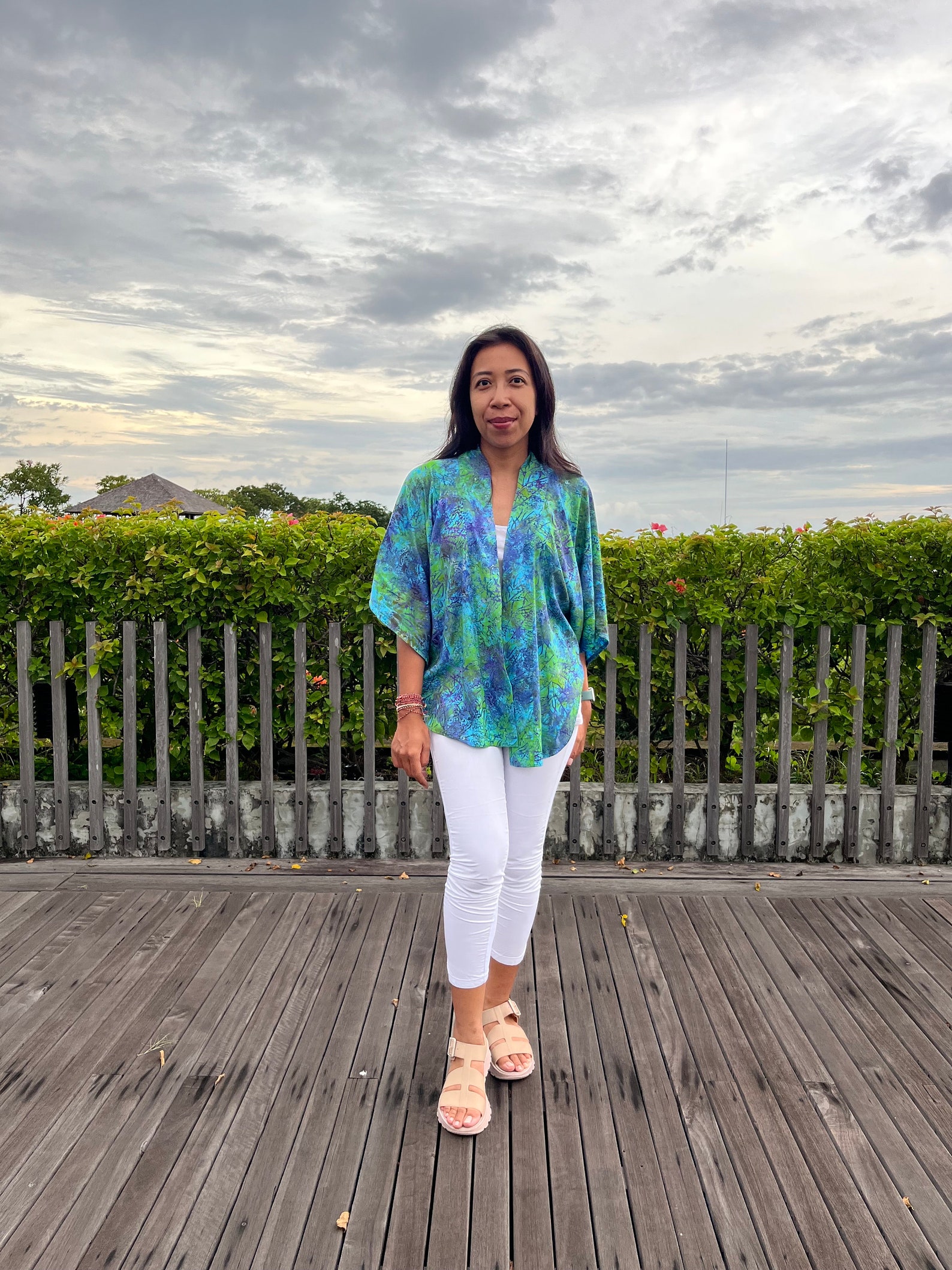 Kimono Outer Jacket in Rayon Batik, Plus Size Cardigan, Casual Blazer ...