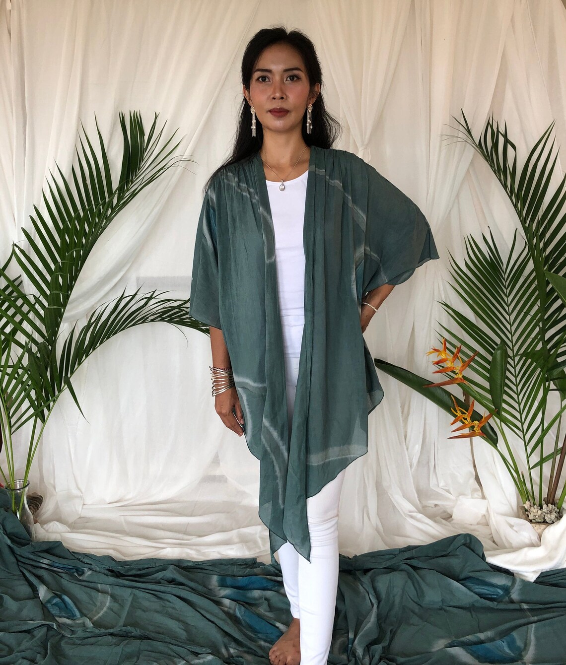 Outerwear Cascading Beach Cover Up Bali Kimono Cardigan in | Etsy