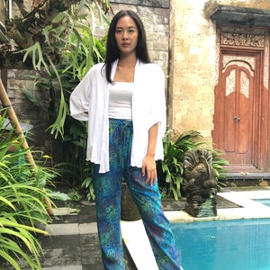 Ladies Batik Long Pant Turquoise Mandala, Batik Rayon Yoga Pants ...