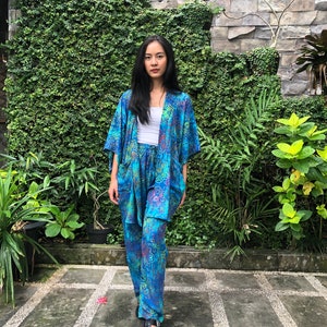 Ladies Batik Long Pant Turquoise Mandala, Batik Rayon Yoga Pants ...